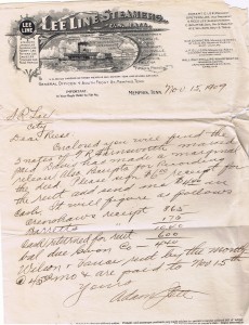 Lee Line 1909 letter | Lee Line Steamers | Riverboat History